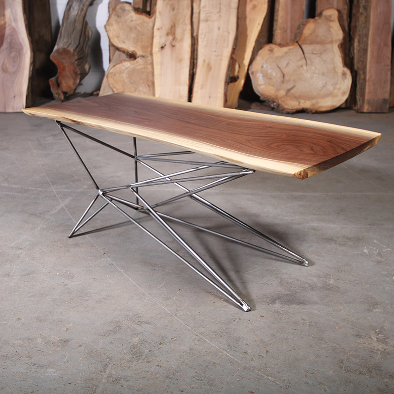 Walnut Live Edge Coffee Table Geometric Legs - Anglewood Live Edge ...