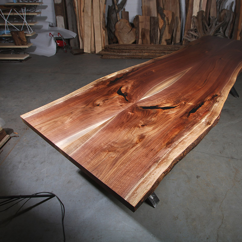Walnut Live Edge Dining Table X Shape Legs - Anglewood Live Edge Custom ...
