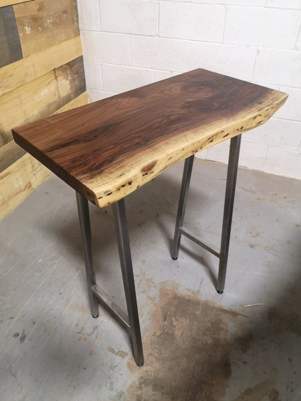 Walnut Console Table with Trapezoid Base - Anglewood Furniture