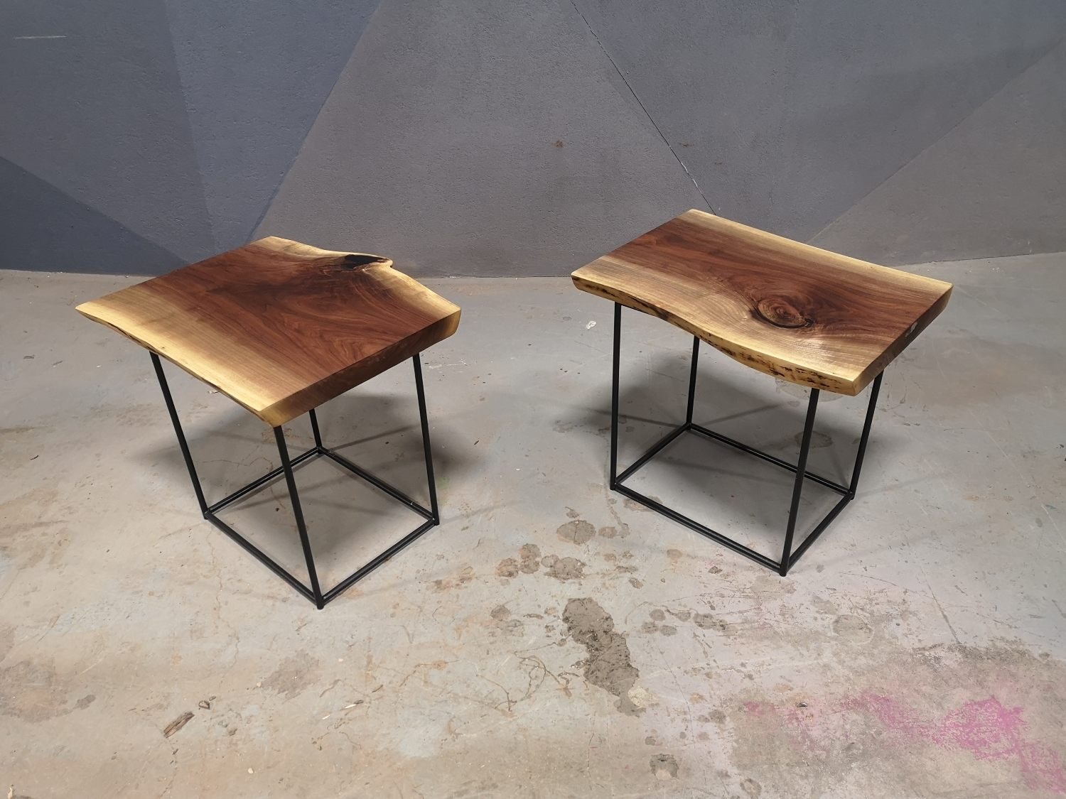 Walnut Live Edge Side Table Set - Anglewood Furniture