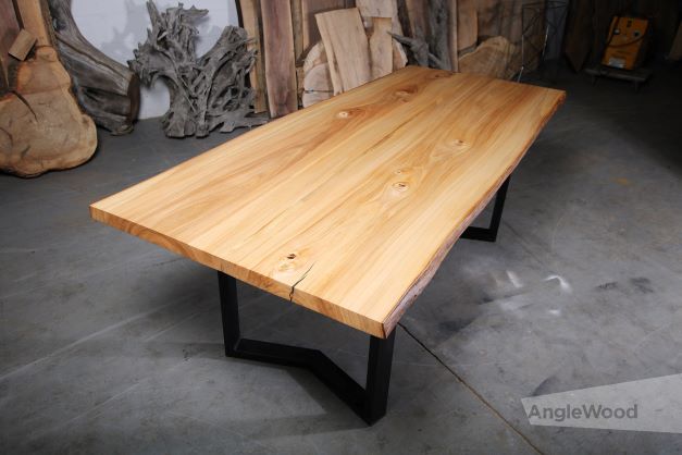 Elm Live Edge Dining Table V Shape Legs - Anglewood Furniture