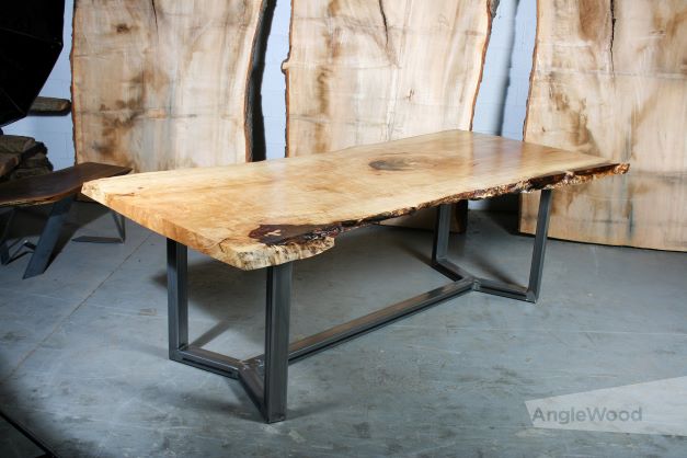 Maple Single Slab Dining Table with Epoxy - Anglewood Furniture