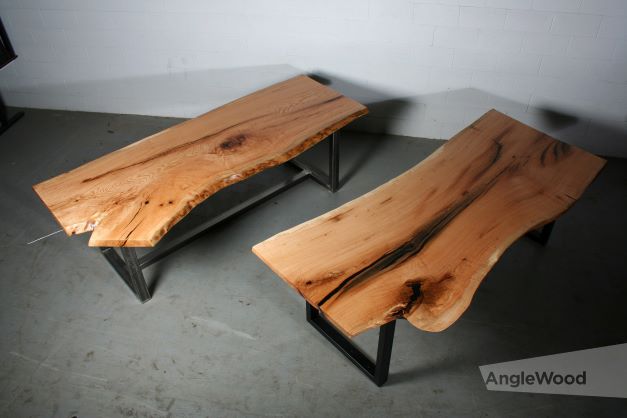 Red Oak Single Slab Dining Tables U Legs - Anglewood Furniture