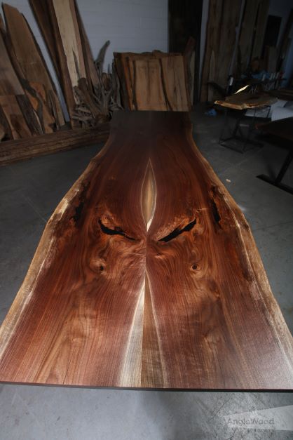 Walnut Live Edge Dining Table X Shape Legs - Anglewood Furniture