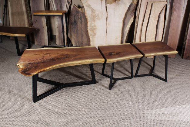 Walnut Three Piece Live Edge Coffee Table - Anglewood Furniture