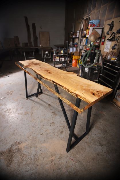Ash Bar Table with Clear Epoxy - Anglewood Furniture