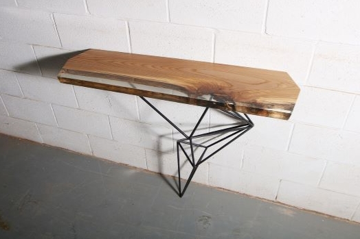 Elm Console Table with Geometric Base - Anglewood Furniture