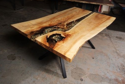 Maple Kitchen River Table with K shaped Legs - Anglewood Furniture