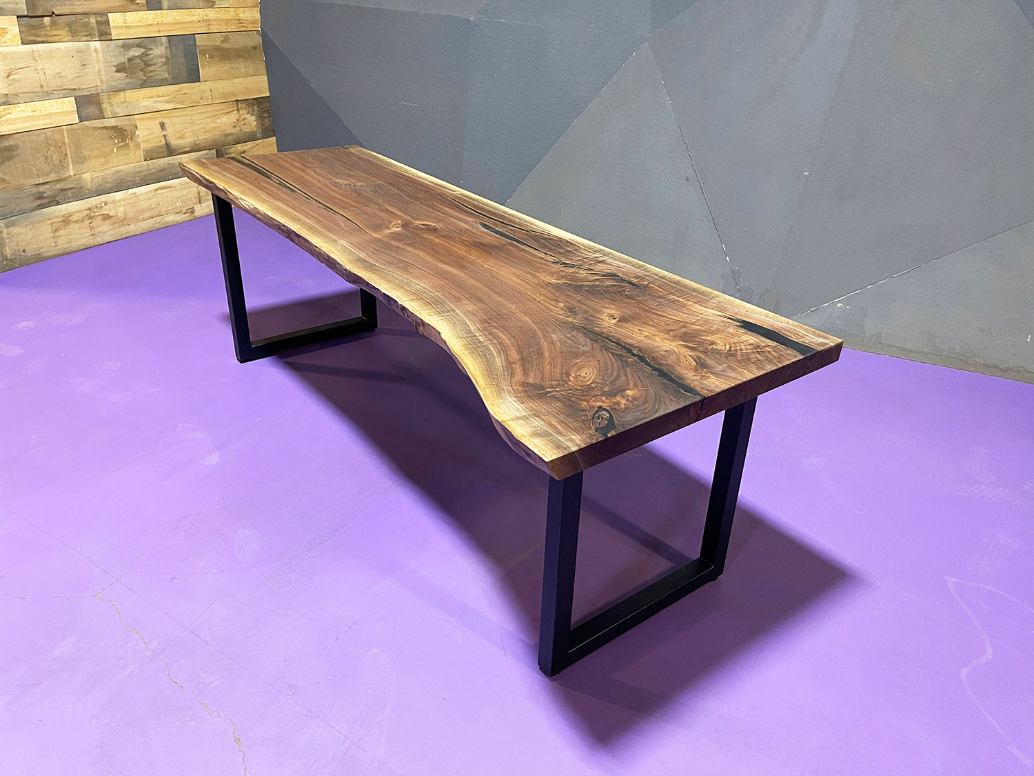 Walnut Live Edge Single Slab Dining Table With U Base Anglewood Furniture