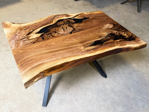 Walnut Live Edge Jointed Dining Table with Clear Polished Epoxy ...