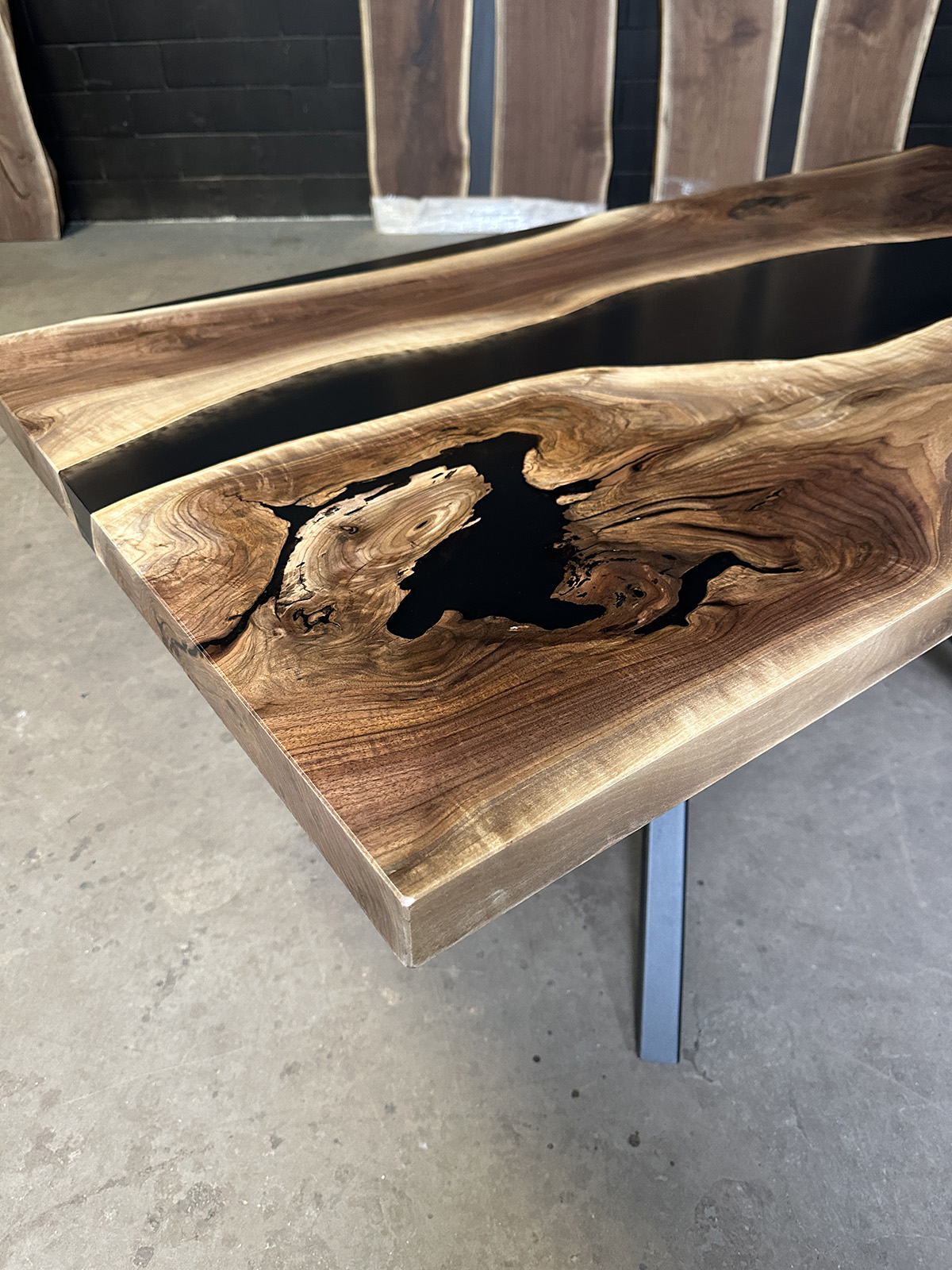 Walnut Dining Table Tinted Black with Urethane Finish - Anglewood Furniture