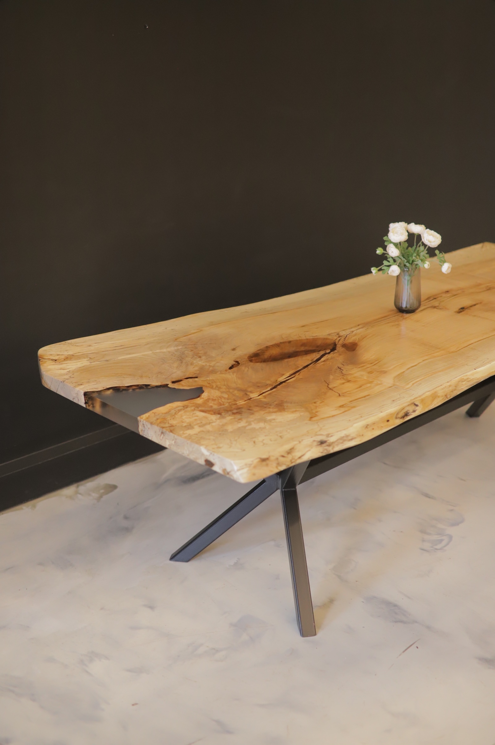 Maple Single Slab Dining Table - Anglewood Furniture